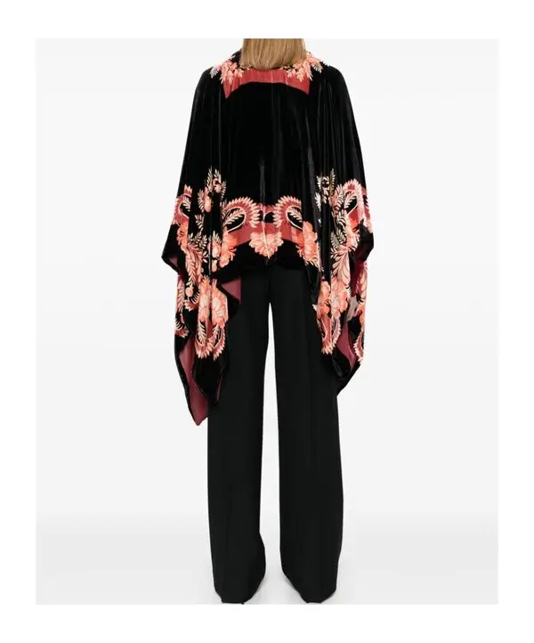 Etro Floral Motif Velvet Jacquard Cape