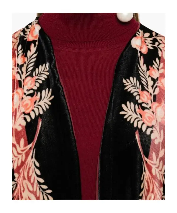 Etro Floral Motif Velvet Jacquard Cape