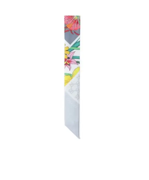 Gucci Printed Silk Twill Ribbon - Light Grey