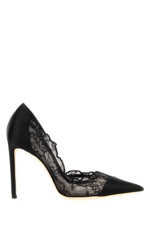 JIMMY CHOO Brigitte 100 Lace And Satin Pumps - Black