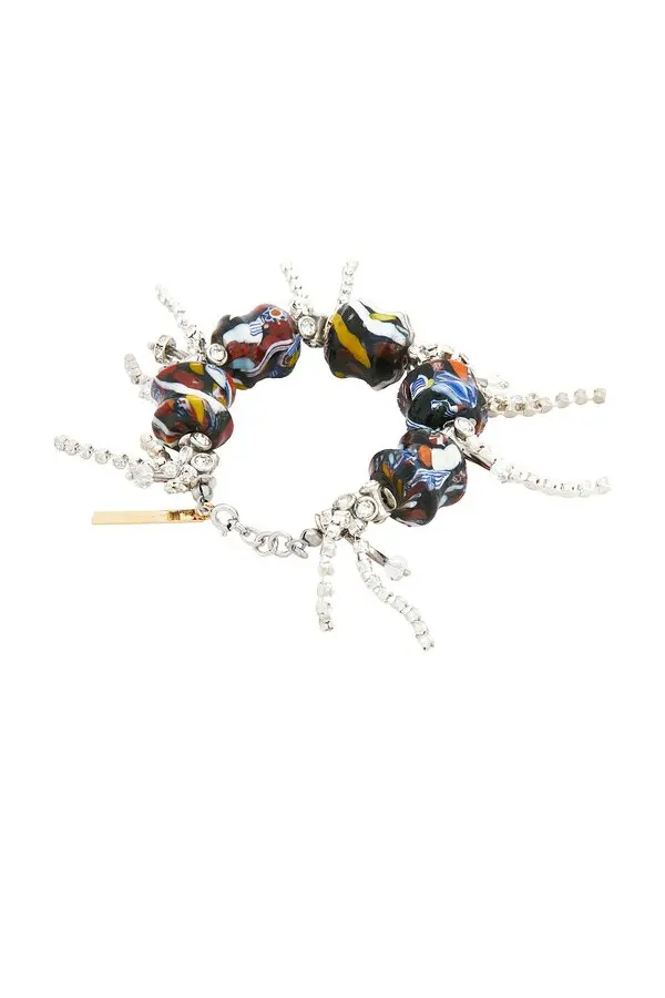 Dries Van Noten Handmade Strass Fringed Bracelet In Blue