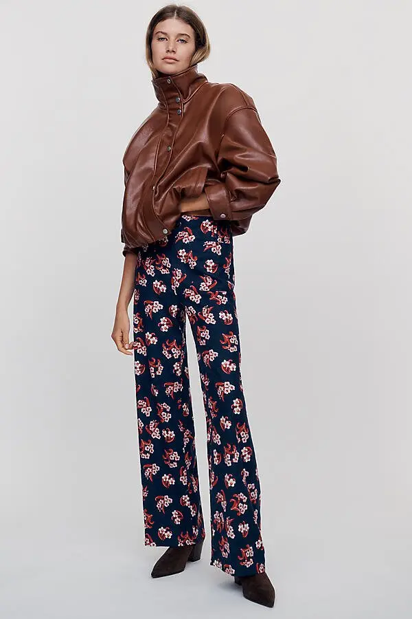 Maeve Colette Full-length Prted Wide-leg Pants