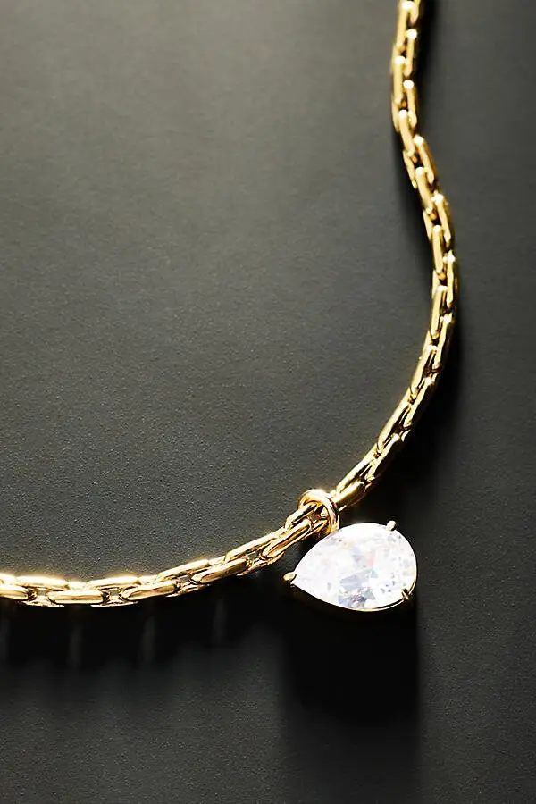 Anthropologie Demi-fine Suspended Crystal Necklace - Gold