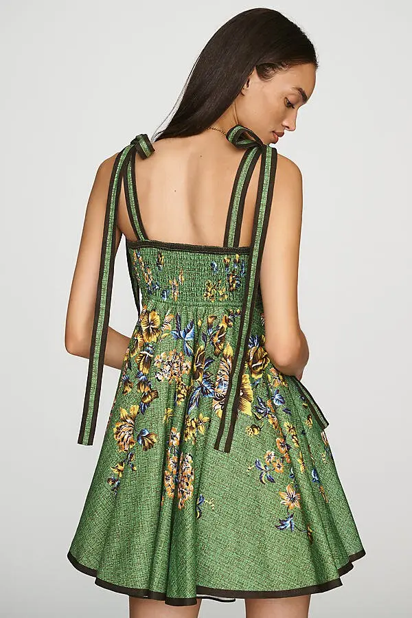 ALEMAIS Phyllis Linen Mini Dress With Floral Print