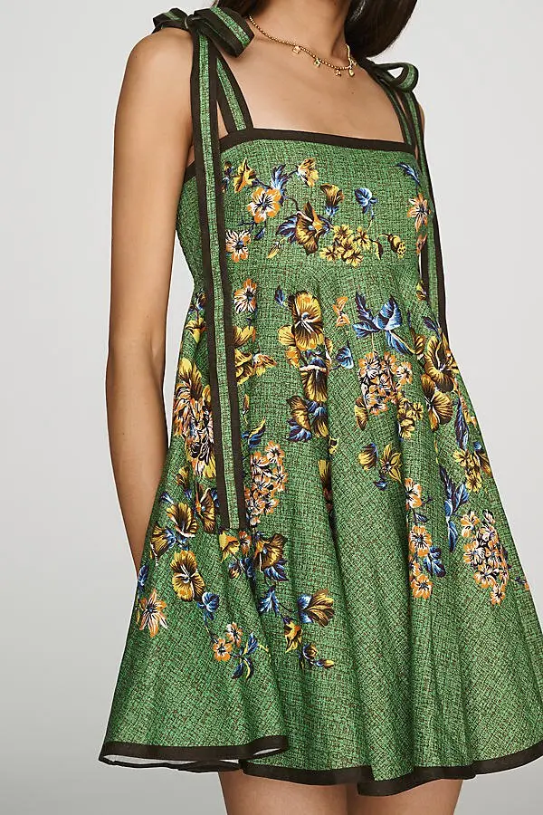 ALEMAIS Phyllis Linen Mini Dress With Floral Print