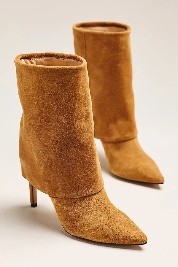 Anthropologie Foldover Suede Ankle Boots