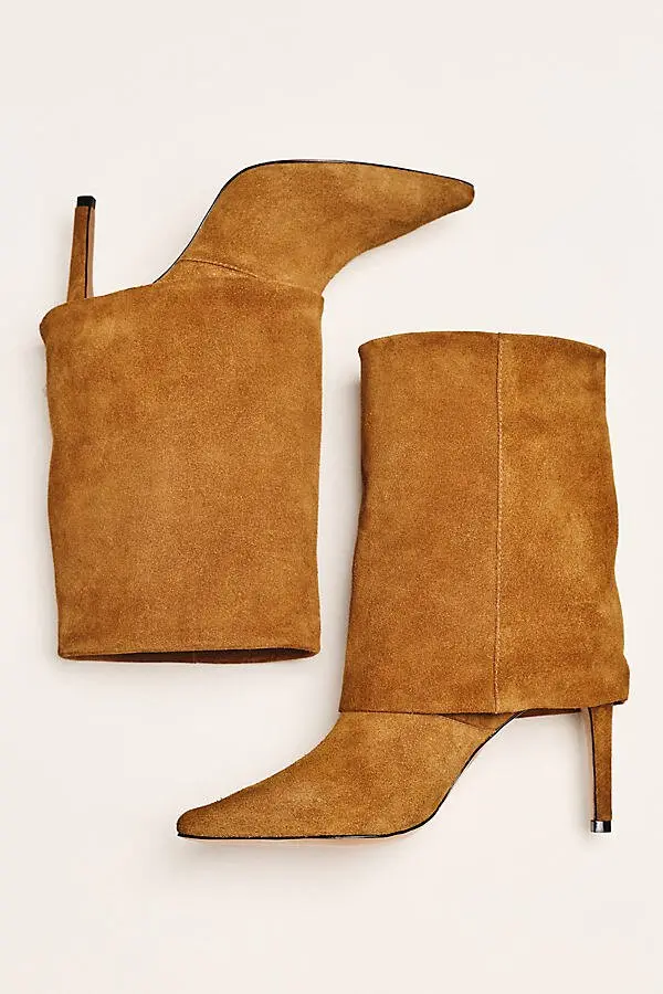 Anthropologie Foldover Suede Ankle Boots