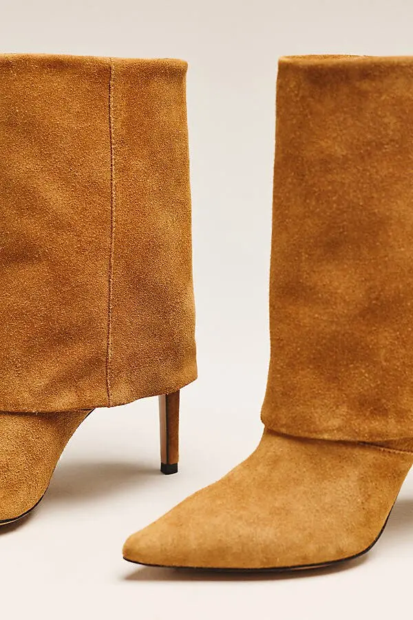 Anthropologie Foldover Suede Ankle Boots