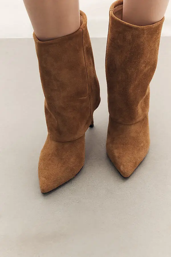 Anthropologie Foldover Suede Ankle Boots