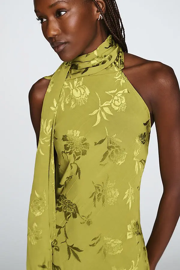 Anthropologie Jacquard Halter Midi Dress