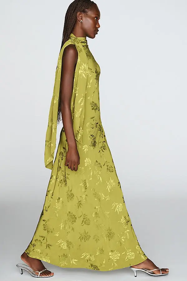Anthropologie Jacquard Halter Midi Dress