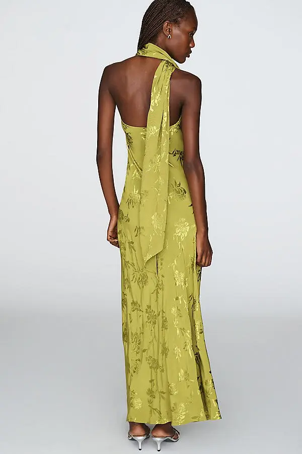Anthropologie Jacquard Halter Midi Dress