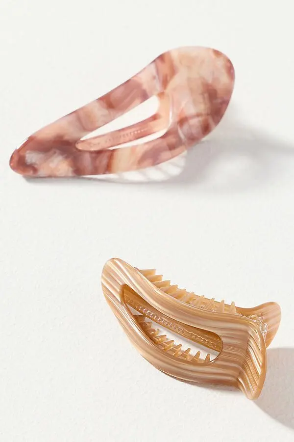 Anthropologie Flat Hair Claw Clips, Set Of 2 - Pink