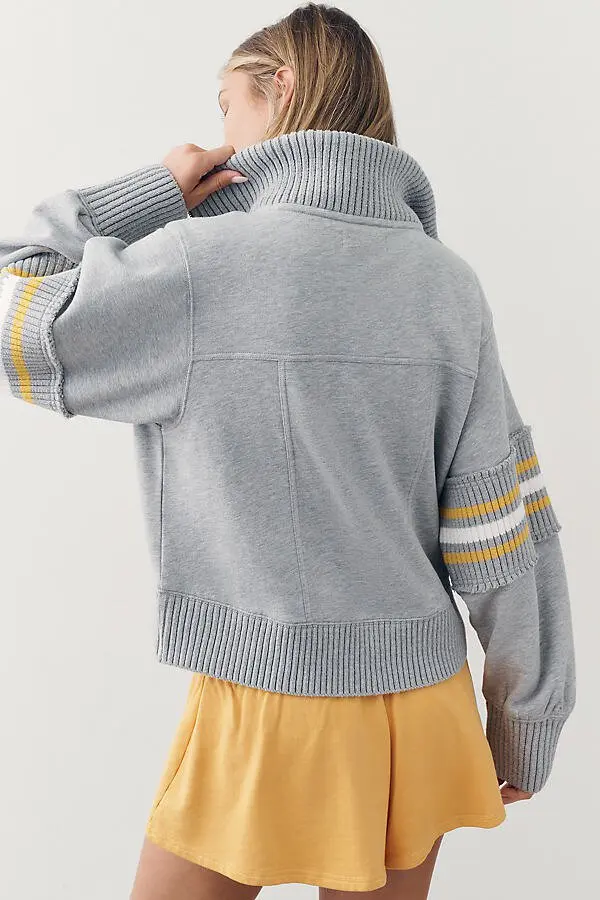 Daily Practice Striped Half-zip Pullover - Grey