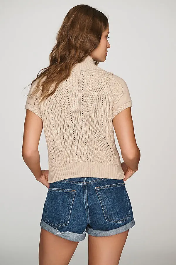 Anthropologie Ribbed Muscle Cardigan With Mock Neck