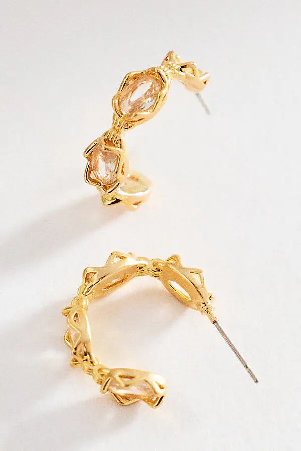 Anthropologie Lattice Hoop Earrings - Clear