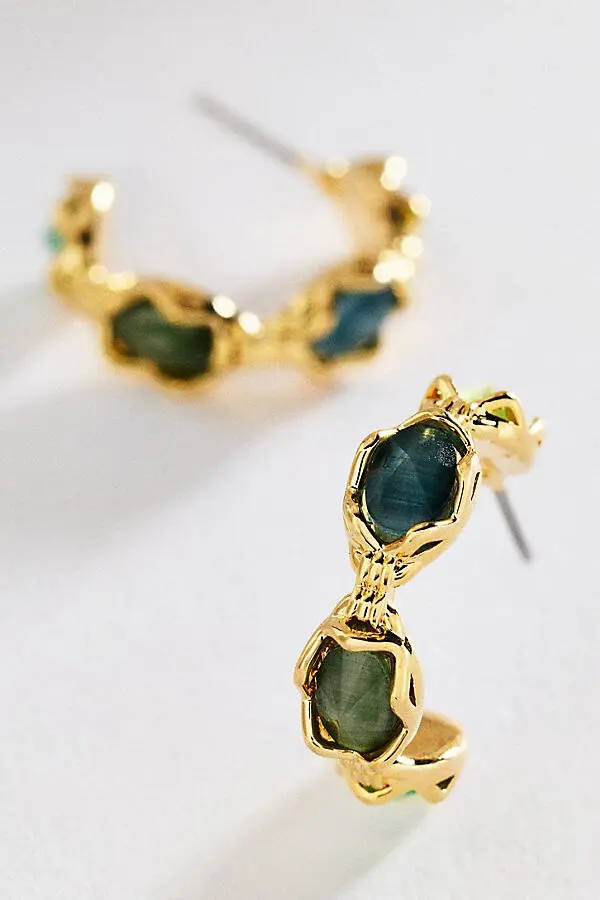 Anthropologie Lattice Hoop Earrgs - Green