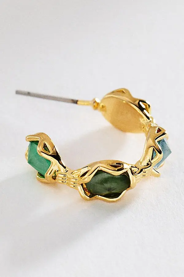 Anthropologie Lattice Hoop Earrgs - Green