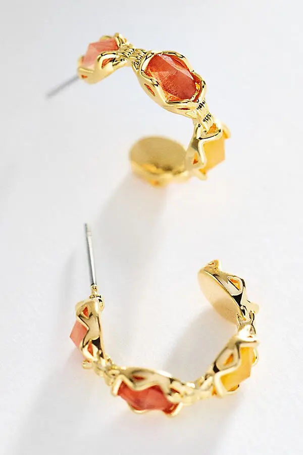 Anthropologie Lattice Hoop Earrgs - Red