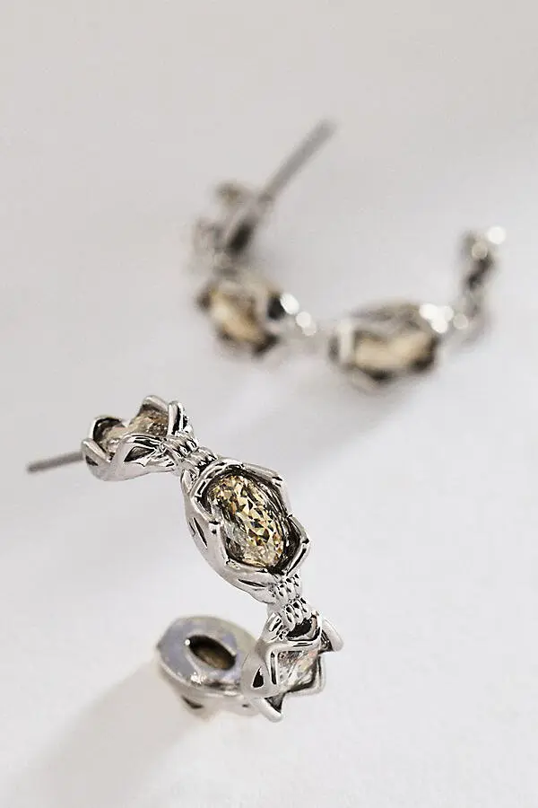 Anthropologie Lattice Hoop Earrings - Silver/clear