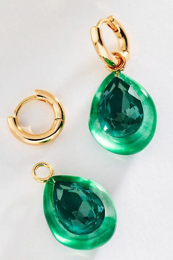 Anthropologie Statement Bezel Earrgs - Turquoise
