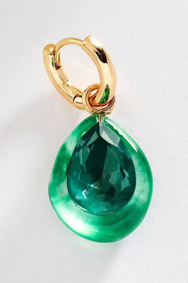 Anthropologie Statement Bezel Earrgs - Turquoise