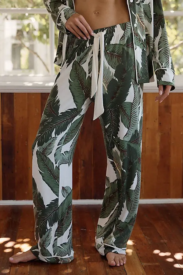 Beach Riot Livy & Connie Pajama Set - Green Pattern