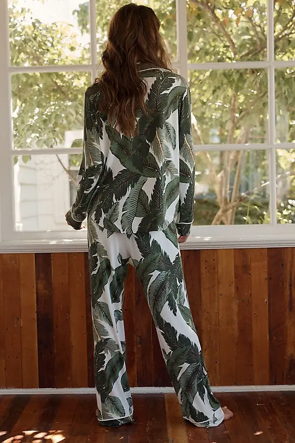 Beach Riot Livy & Connie Pajama Set - Green Pattern