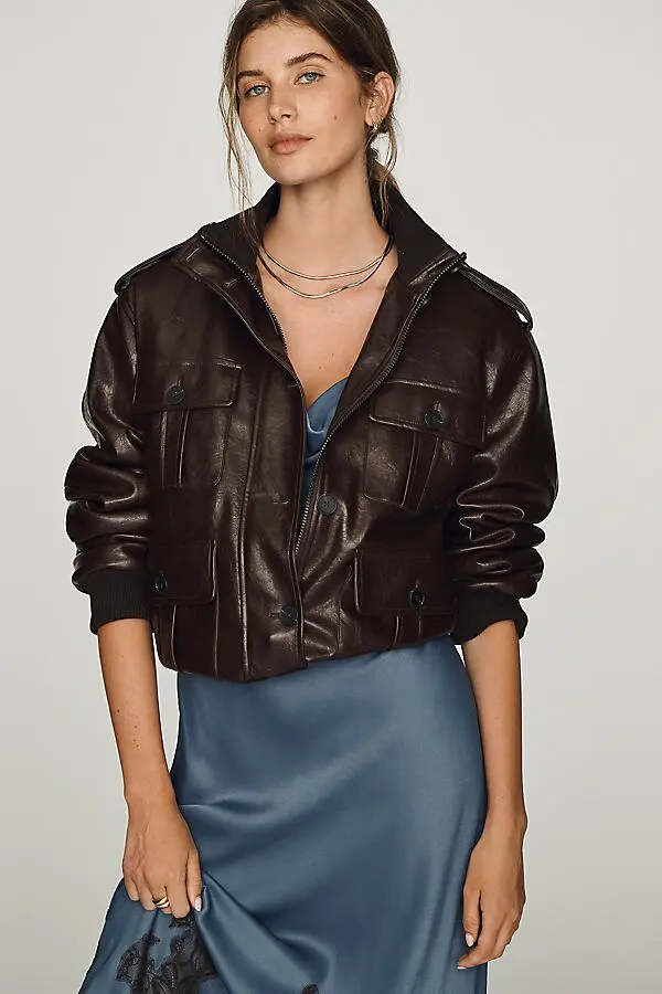 Maeve Faux-leather Utility Jacket
