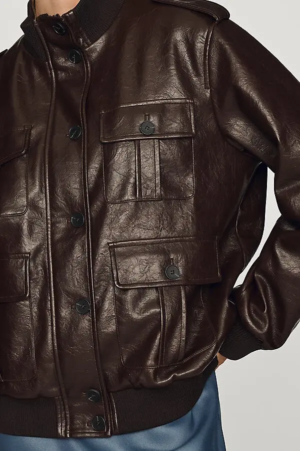 Maeve Faux-leather Utility Jacket