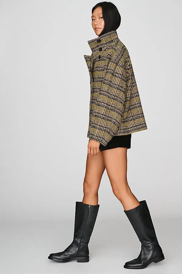 Anthropologie Bouclé Funnel-neck Coat Jacket