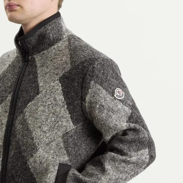 Moncler Zip Up Wool Jacquard Jacket