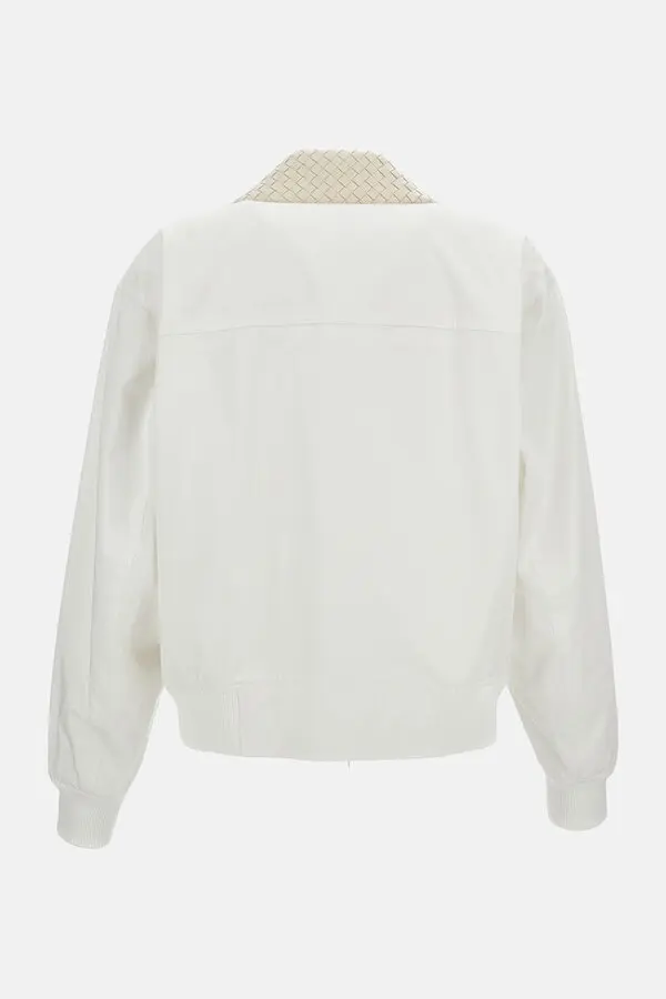 Bottega Veneta Cotton Jacket With Interwoven Leather Collar