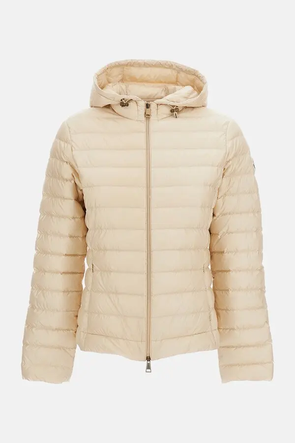 Moncler Short Down Jacket With Hood - Beige
