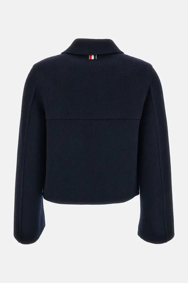 Thom Browne Cashmere-like Wool Jacket With Bell Sleeves - Blue
