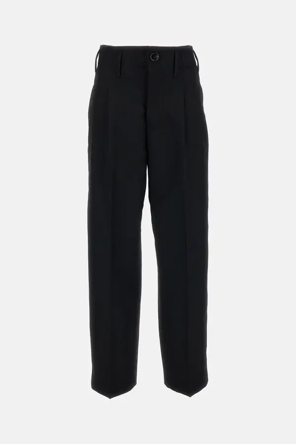 AMI Paris High-waisted Wide-leg Trousers In Virgin Wool Gabardine - Nero