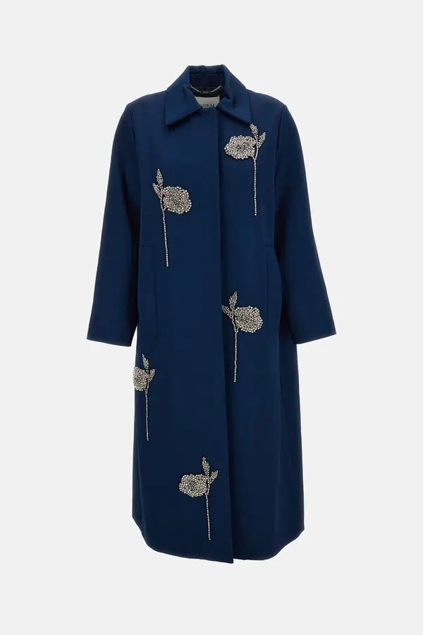 Erdem Embellished Satin Coat - Blu