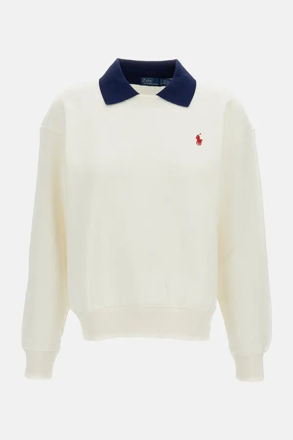 Polo Ralph Lauren Crewneck Sweatshirt With Contrast Collar - White