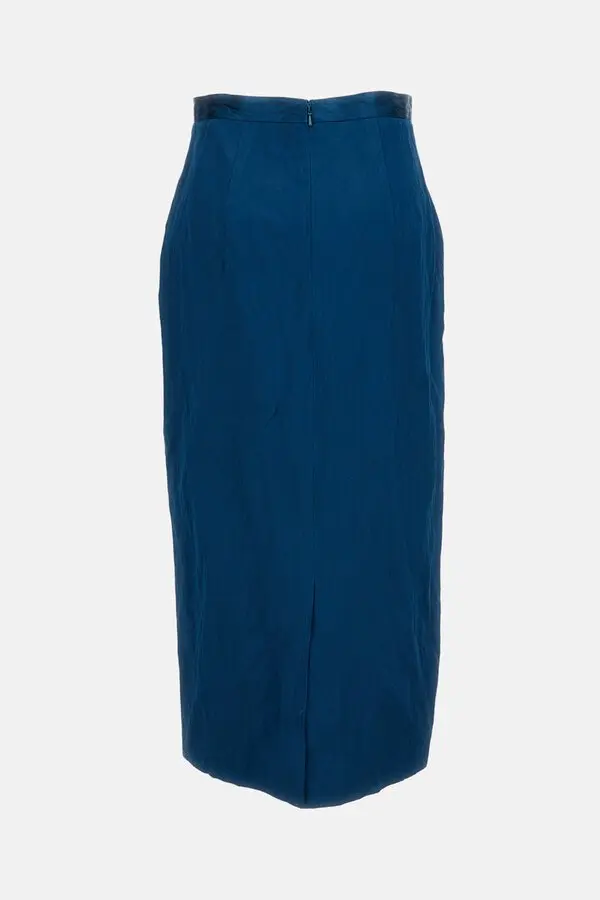 Erdem Gown Pencil Midi Dress In Satin Structured With Embroidery