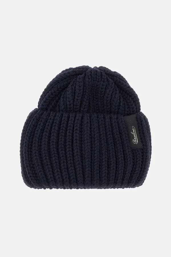 Borsalino Pure Wool Rib Knit Beanie - Blu
