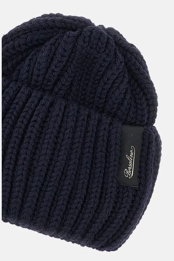 Borsalino Pure Wool Rib Knit Beanie