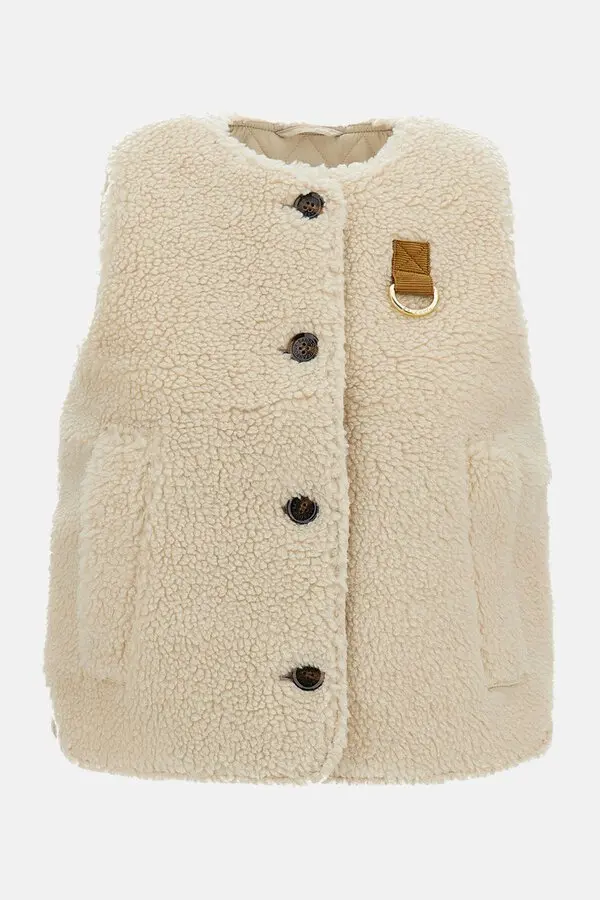 Barbour Bowes Fleece Sleeveless Vest - White