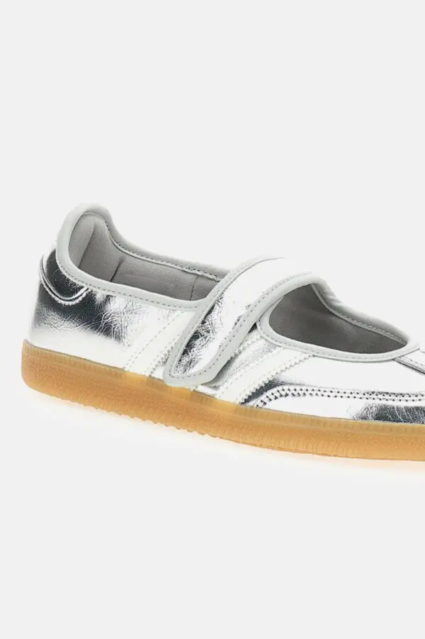 ADIDAS ORIGINALS Samba Jane W Metallic Leather Mary Jane Sneakers - Silver