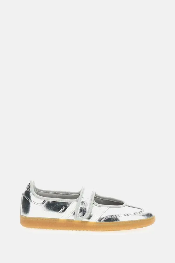 ADIDAS ORIGINALS Samba Jane W Metallic Leather Mary Jane Sneakers - Silver