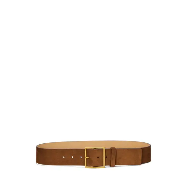 Ralph Lauren Sueded Calfskin Square Buckle Belt