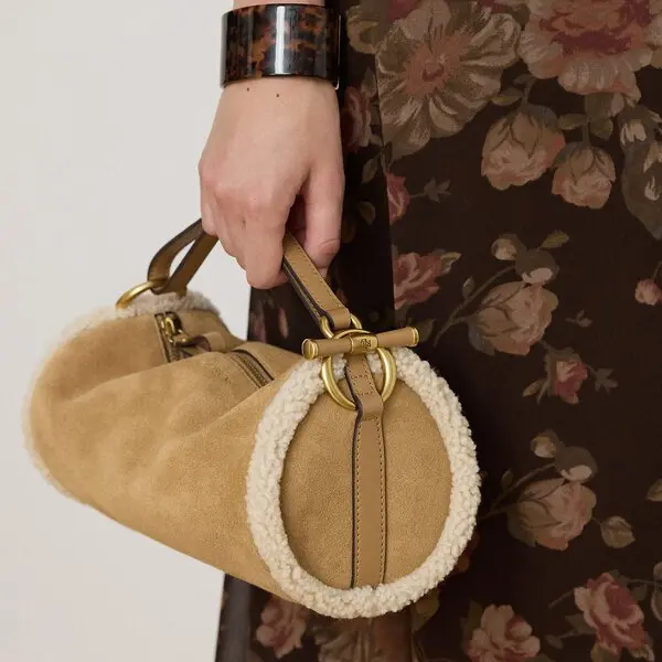 Ralph Lauren Shearling-trim Barrel Bag - Camel/natural