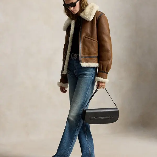 Ralph Lauren Bellport Leather Long-flap Clutch - Stone/black