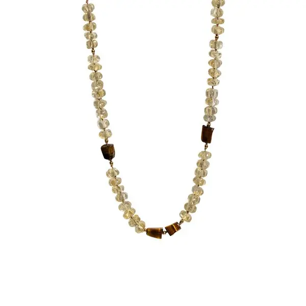AMONTA Citrine And Tiger's Eye Necklace With Gold-filled Details - Brown/gold/yellow