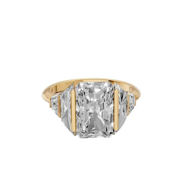 AYA FINE JEWELRY Valentina Radiant Cut Lab Grown Diamond Engagement Ring, 4 Ctw, 10k Gold - Yellow