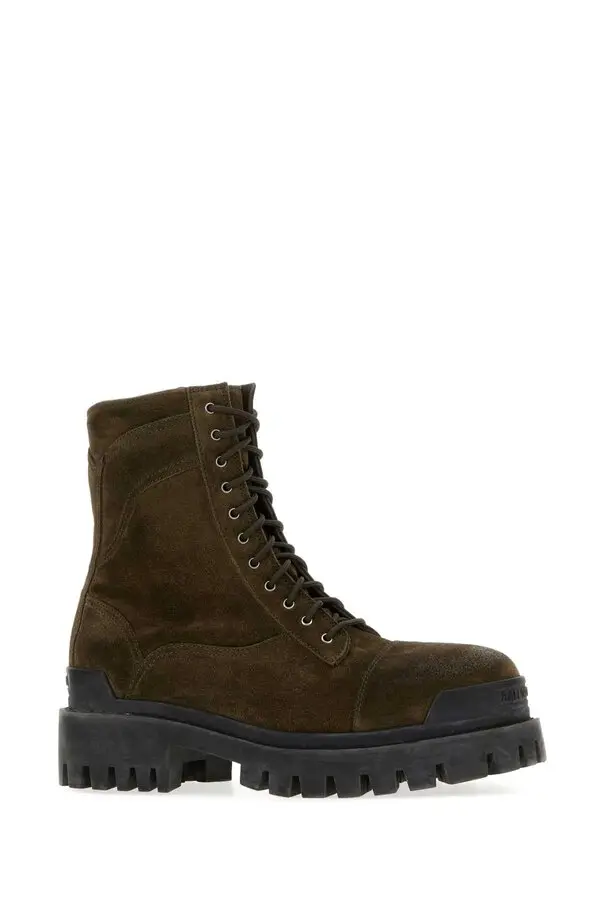 Balenciaga Suede Combat Strike Ankle Boots